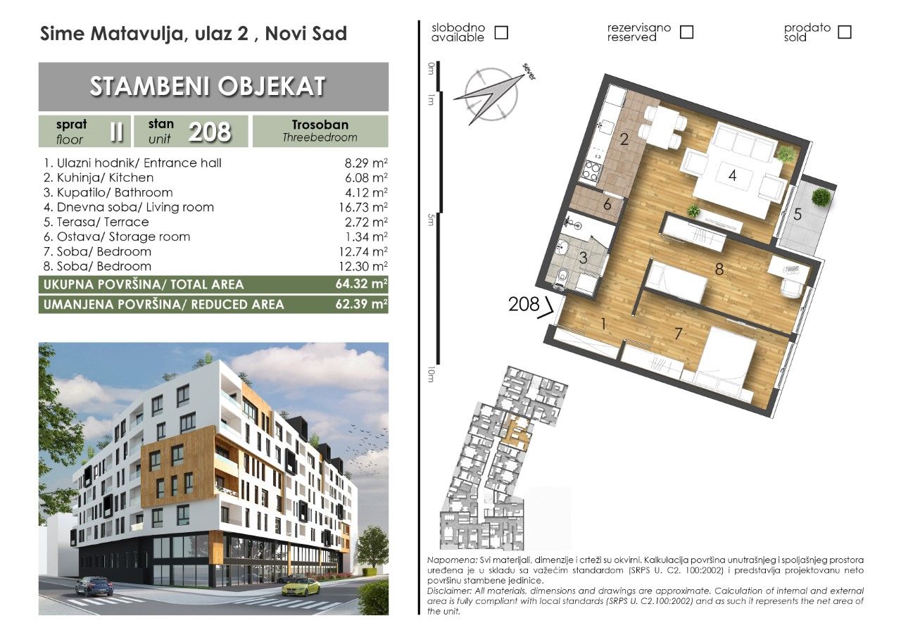 Trosobni stanovi, Ribarac residence - Novogradnja Novi Sad|4zida.rs