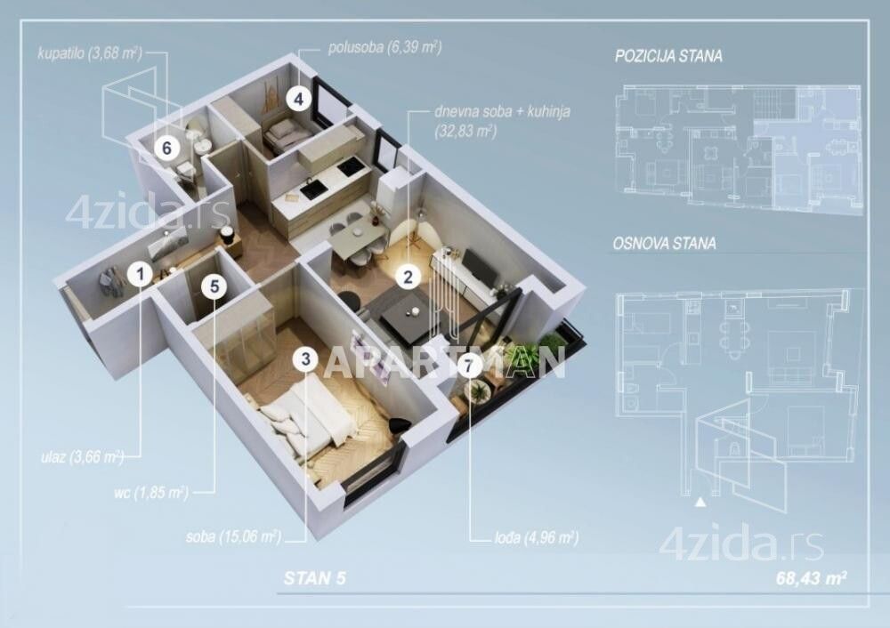 Trosoban stan na prodaju, Ilindenska, 230.000€, 68m²
